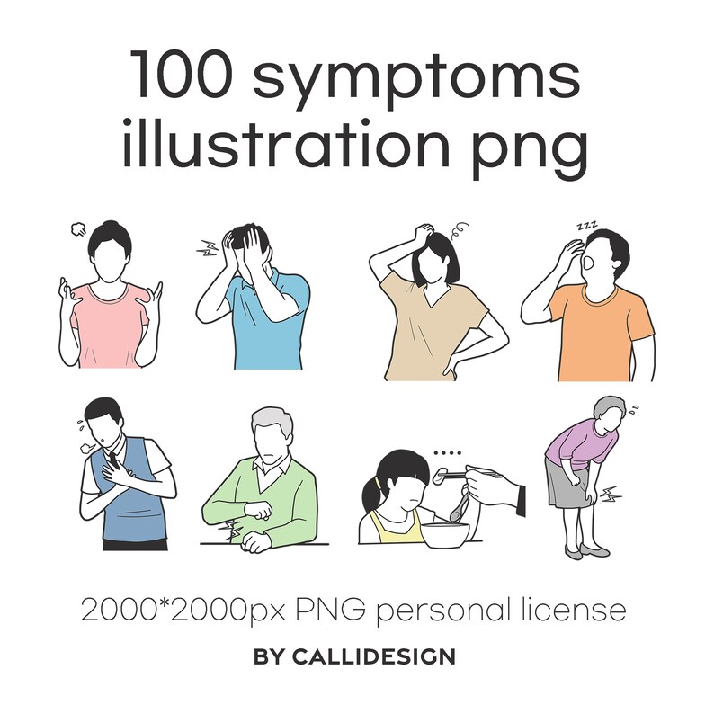 100 Types of Symptom Expression Illustration Collection Pack - Etsy