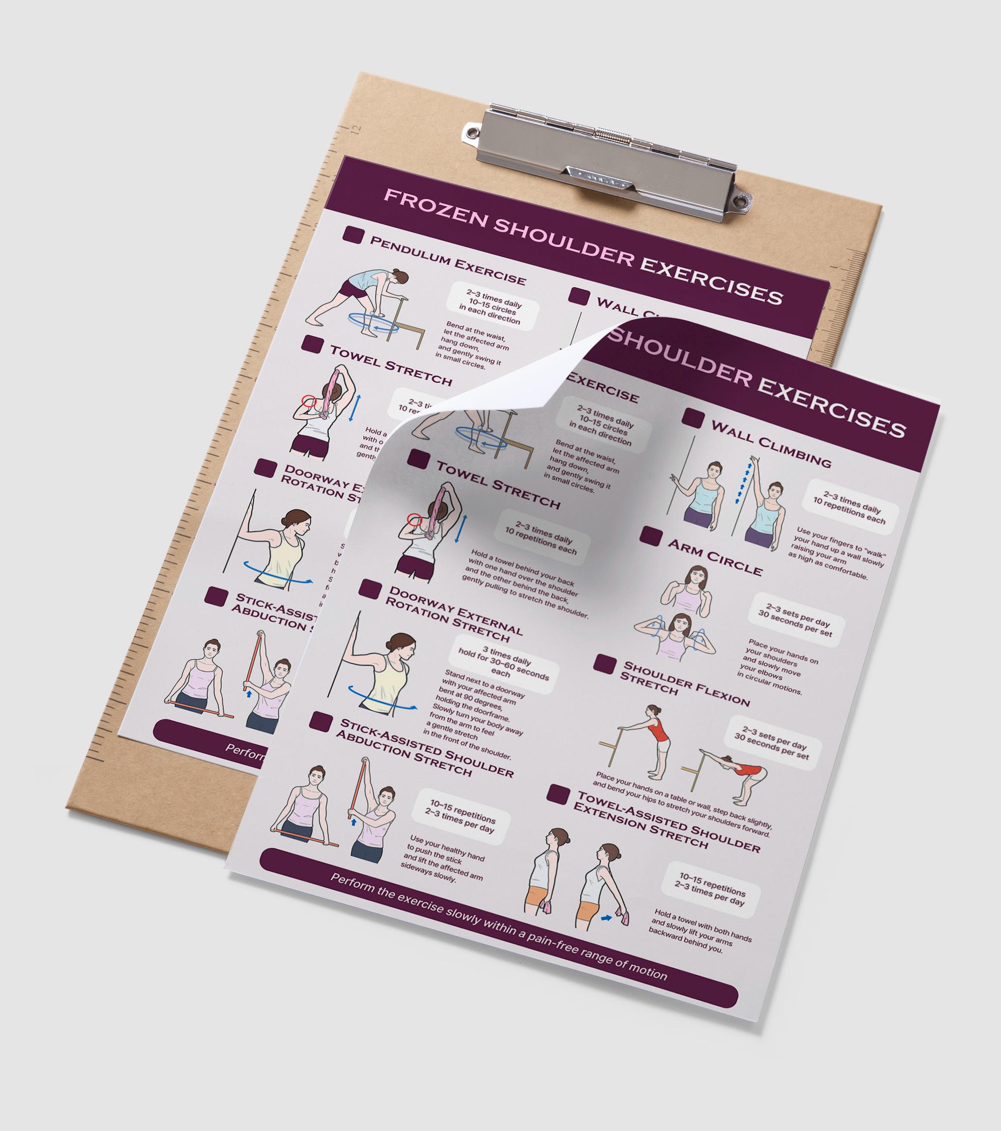 Printable Frozen Shoulder Stretch Poster | Gentle Rehab Exercises for ...