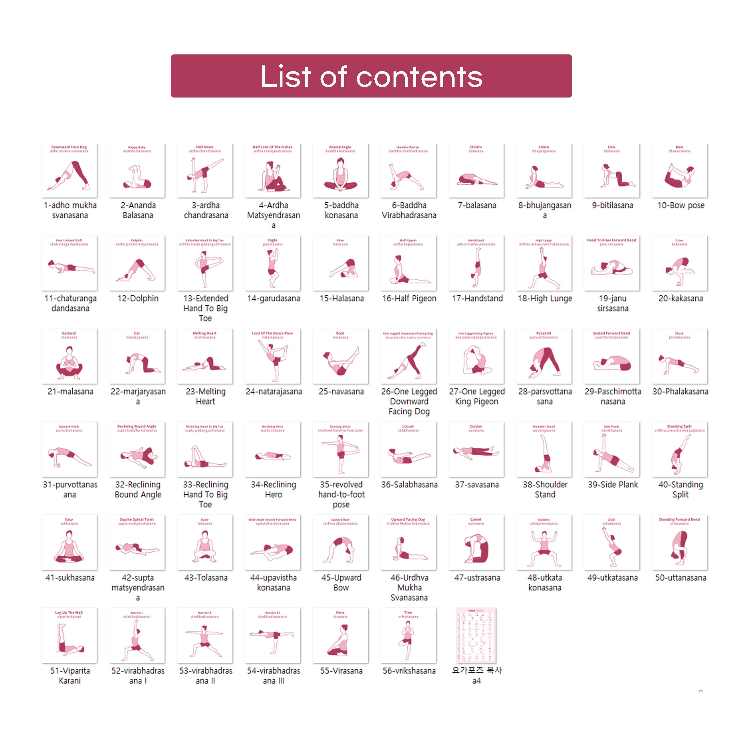 56 Types of Yoga Poses Illustrations and 1 Type of Poster File - Etsy