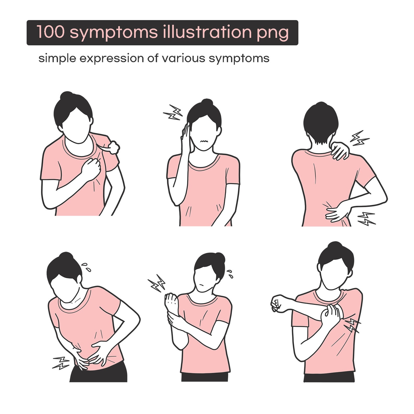 100 Types of Symptom Expression Illustration Collection Pack - Etsy