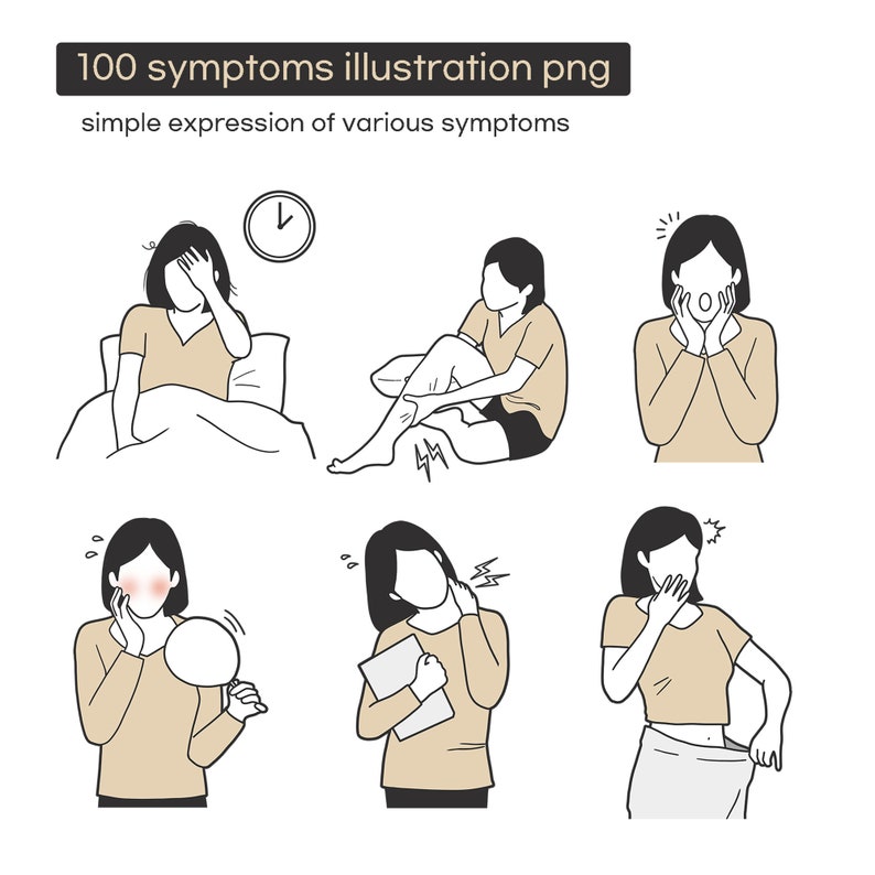 100 Types of Symptom Expression Illustration Collection Pack - Etsy