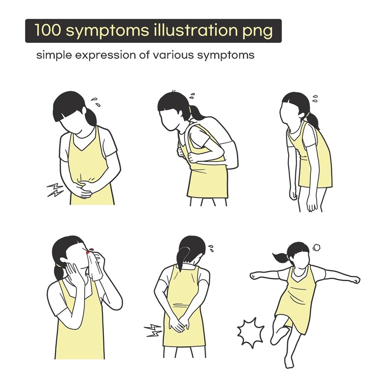 100 Types of Symptom Expression Illustration Collection Pack - Etsy