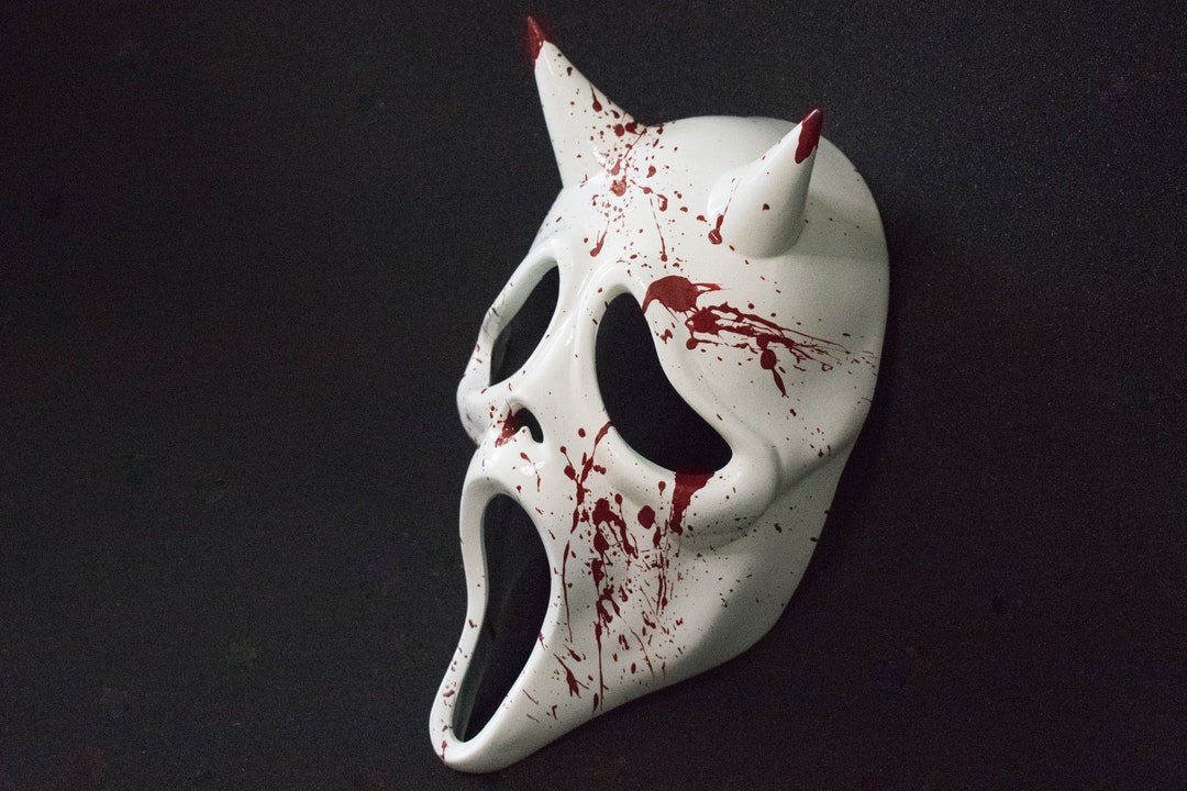 White Ghost Mask With Blood Splatter - Etsy