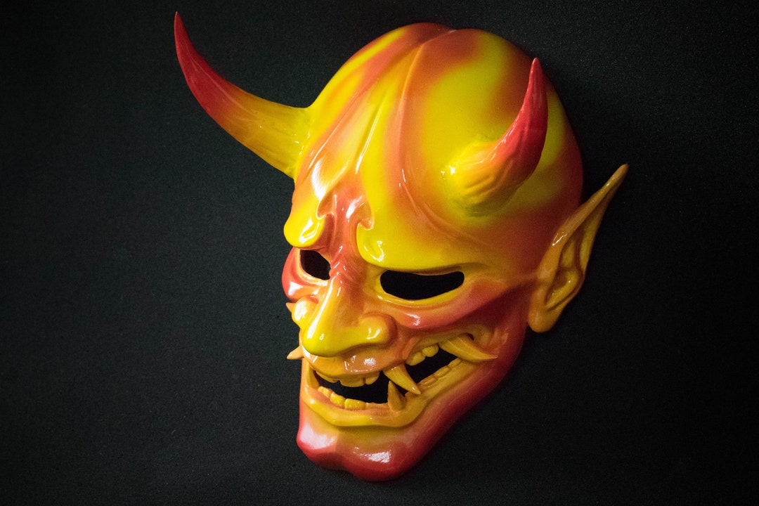 Hannya Fire Mask, Japanese Warrior Mask, Japanese Demon Oni Mask - Etsy