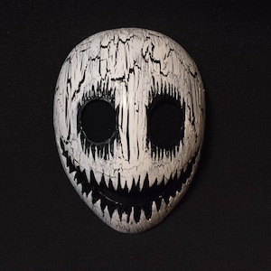 White Smile Mask With Black Cracks - Etsy