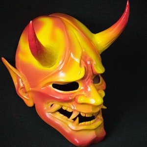 Hannya Fire Mask, Japanese Warrior Mask, Japanese Demon Oni Mask - Etsy