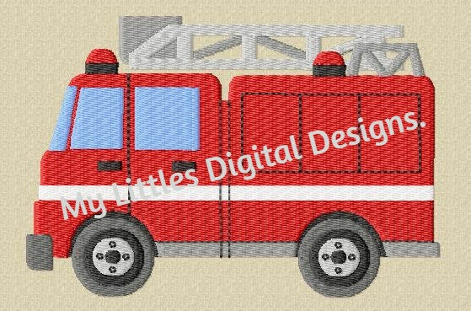 Fire Truck Design 4x4 & 5x7 Hoop fill Stitch | Etsy