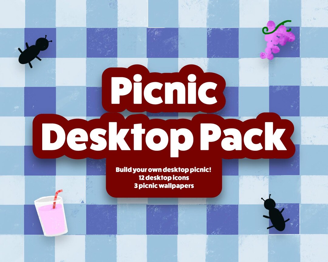 Picnic Desktop Icons & Wallpaper Pack | Cozy Gingham Computer Setup ...