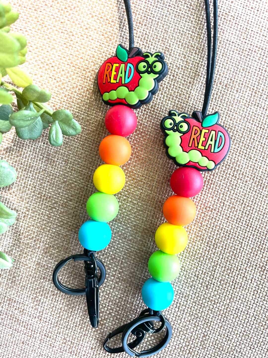Book Worm Read, Reading, Rainbow Teacher Lanyard for Student Teacher ...