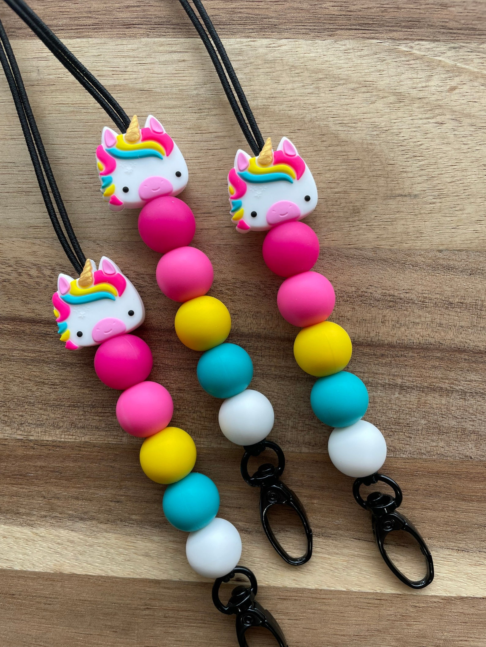 Bright Cute Happy Kawaii Rainbow Unicorn Stretchy Lanyard for - Etsy