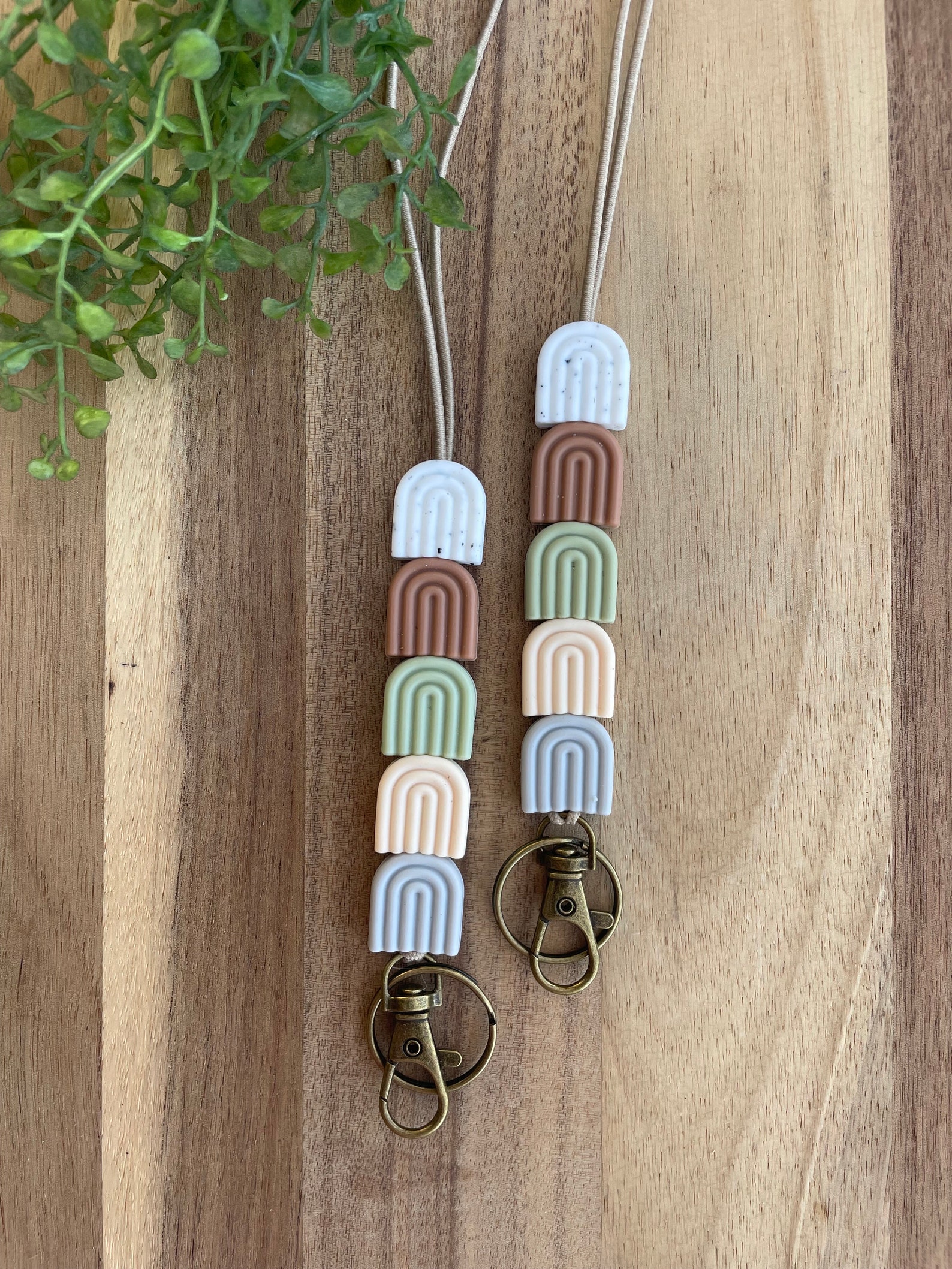 Modern Boho Arch Creamy Nature Colors Silicone Beaded Lanyard for ...