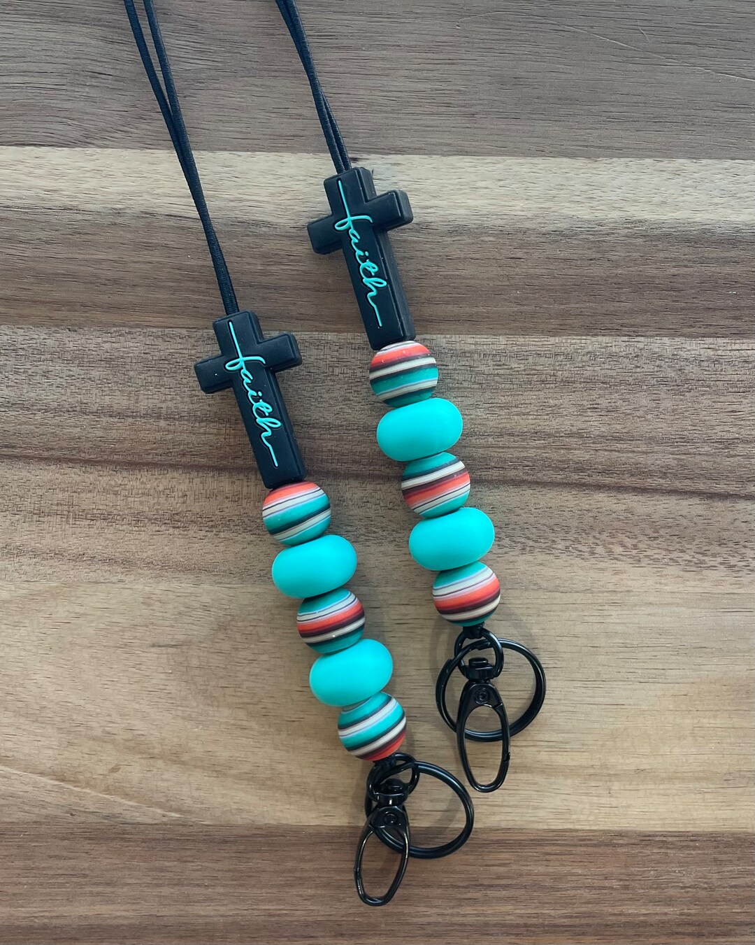 Faith in Jesus, Cross, Christian Serape Turquoise Teacher Lanyard for ...