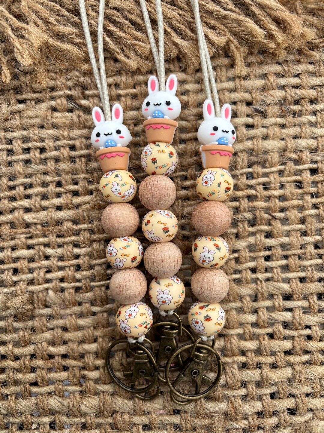 Easter Spring Bunny Basket Teacher Lanyard for Teachers, School ...