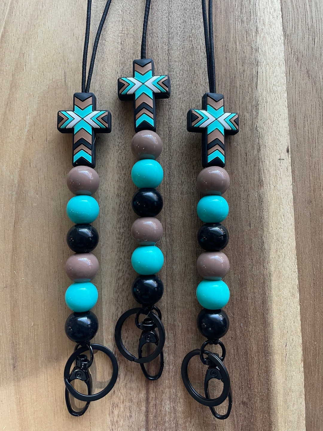 Cowgirl Christian Cross Faith Turquoise Stretchy Silicone Beaded ...