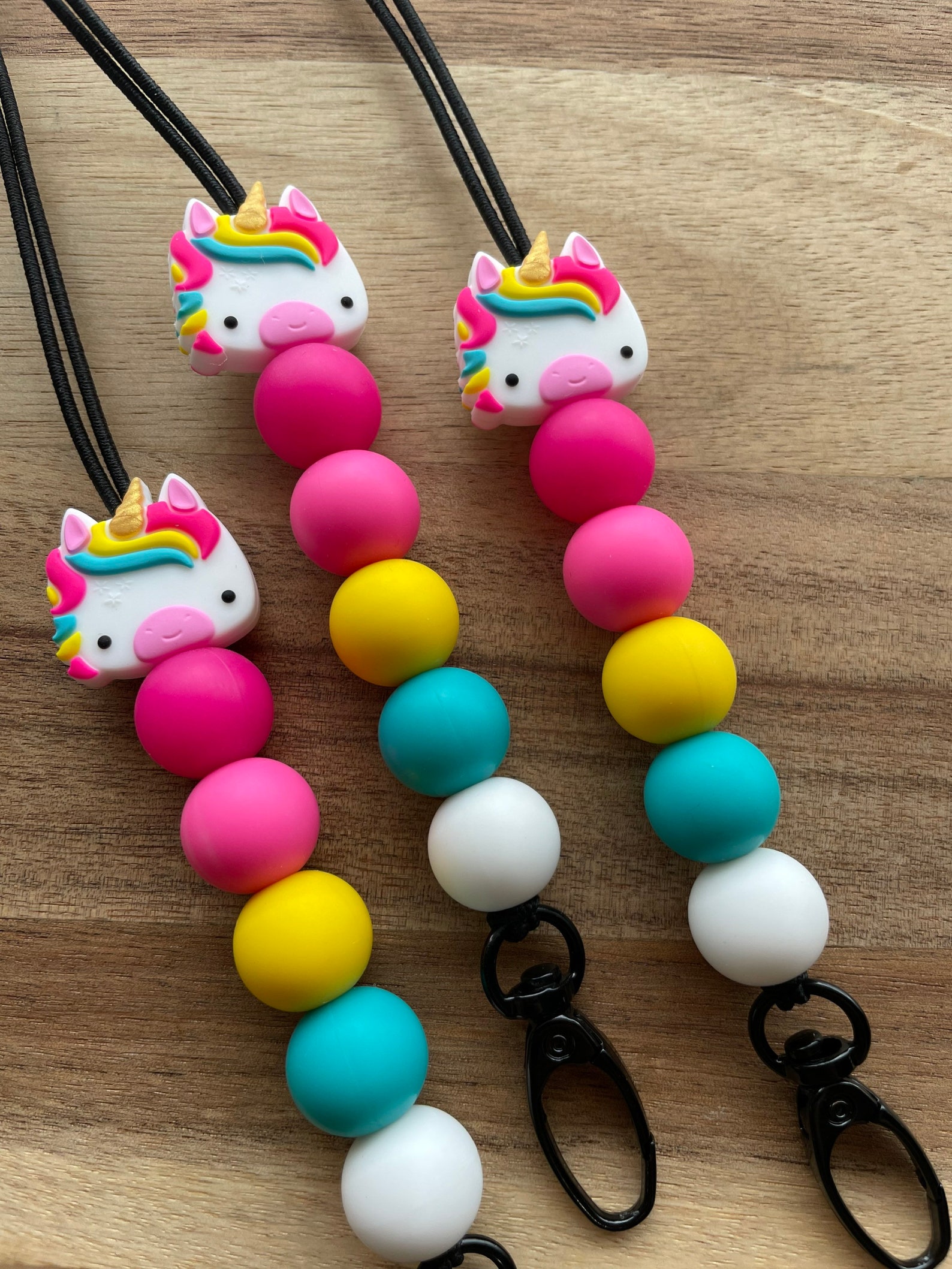 Bright Cute Happy Kawaii Rainbow Unicorn Stretchy Lanyard for - Etsy