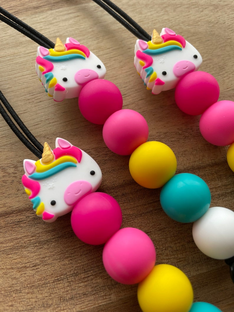 Bright Cute Happy Kawaii Rainbow Unicorn Stretchy Lanyard for - Etsy