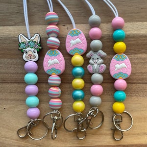 Easter Bunny Rabbit Spring Egg Hunt Pastels Lanyard for Student Teacher ...