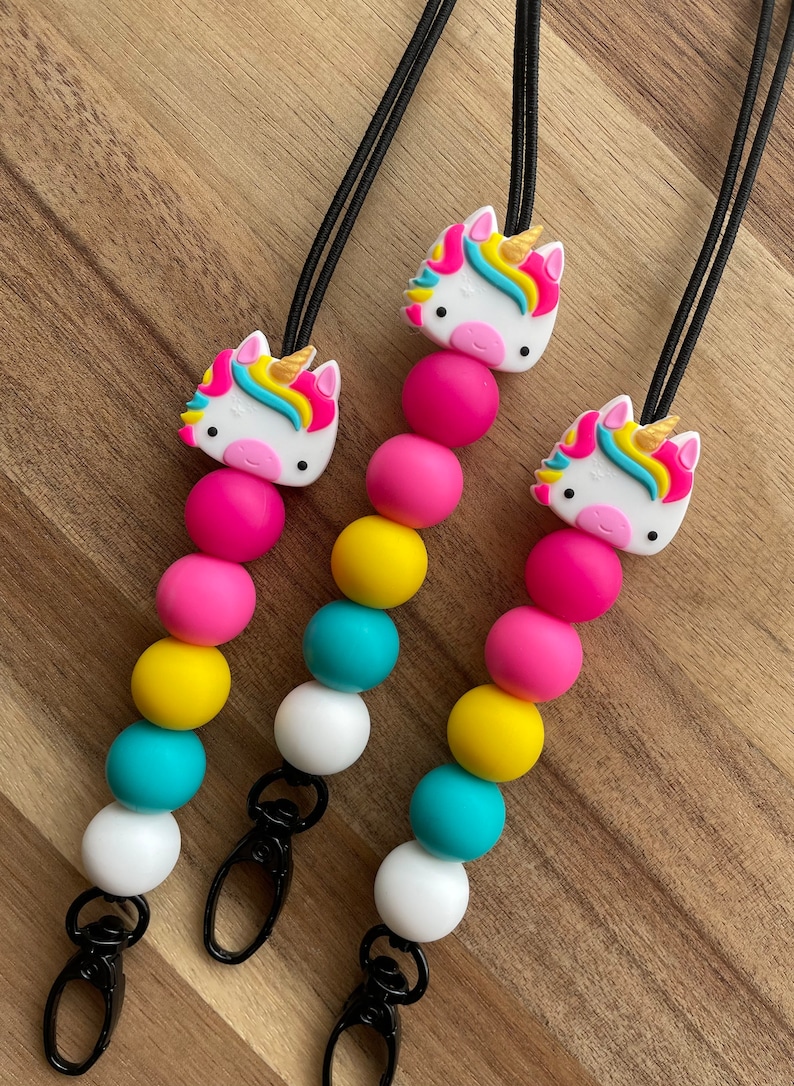 Bright Cute Happy Kawaii Rainbow Unicorn Stretchy Lanyard for - Etsy