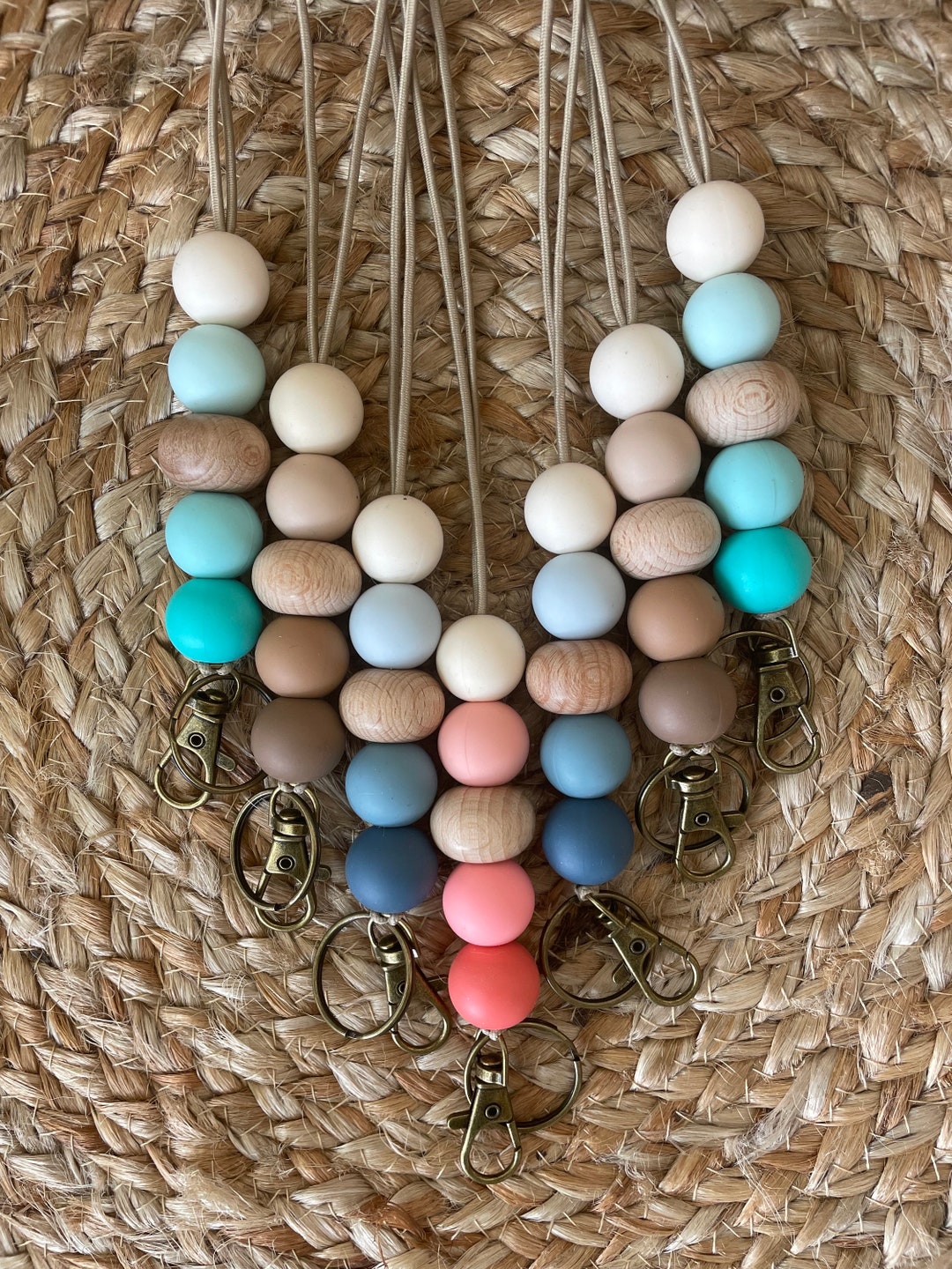 Soft Autumn Boho Neutral Colors Silicone and Beechwood Beaded Teacher ...
