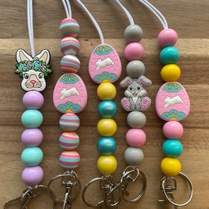 Easter Bunny Rabbit Spring Egg Hunt Pastels Lanyard for Student Teacher ...