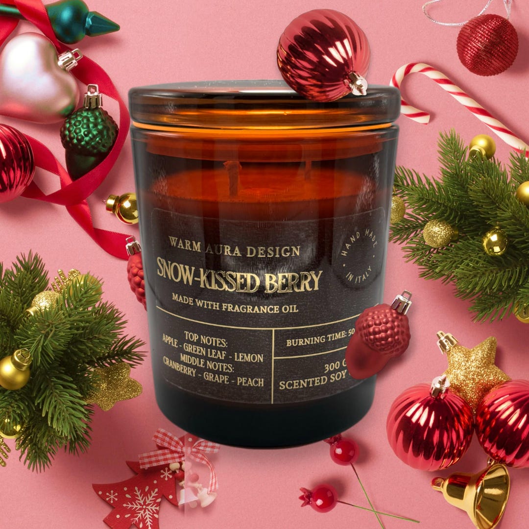 Snow-kissed Berry Soy Candle Handmade Natural Soy Wax Candle 300g Long ...