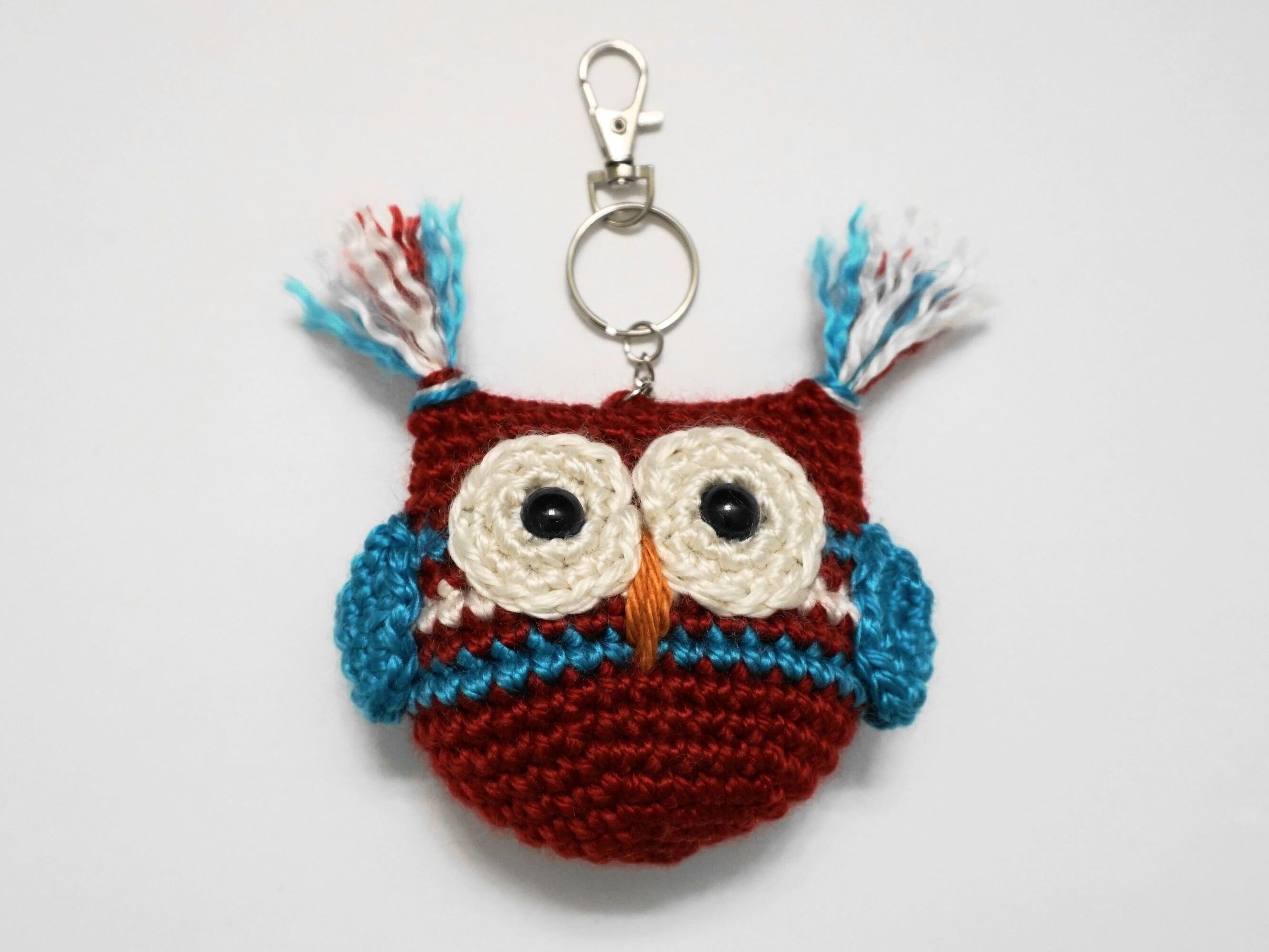 Owl Amigurumi Crocheted Key Chain, Plush Owl Key Chain, Owl Key Chain ...