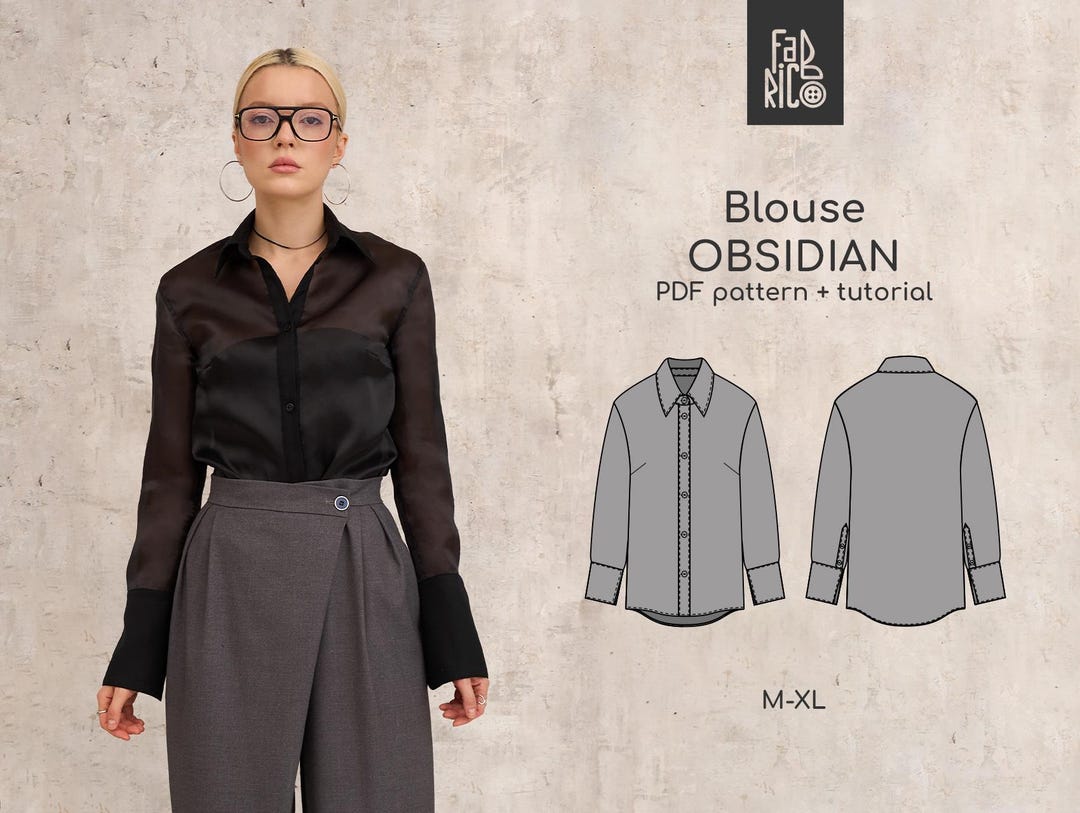 Silk Blouse Sewing Pattern Sizes M-XL/ Organza Blouse PDF Sewing ...