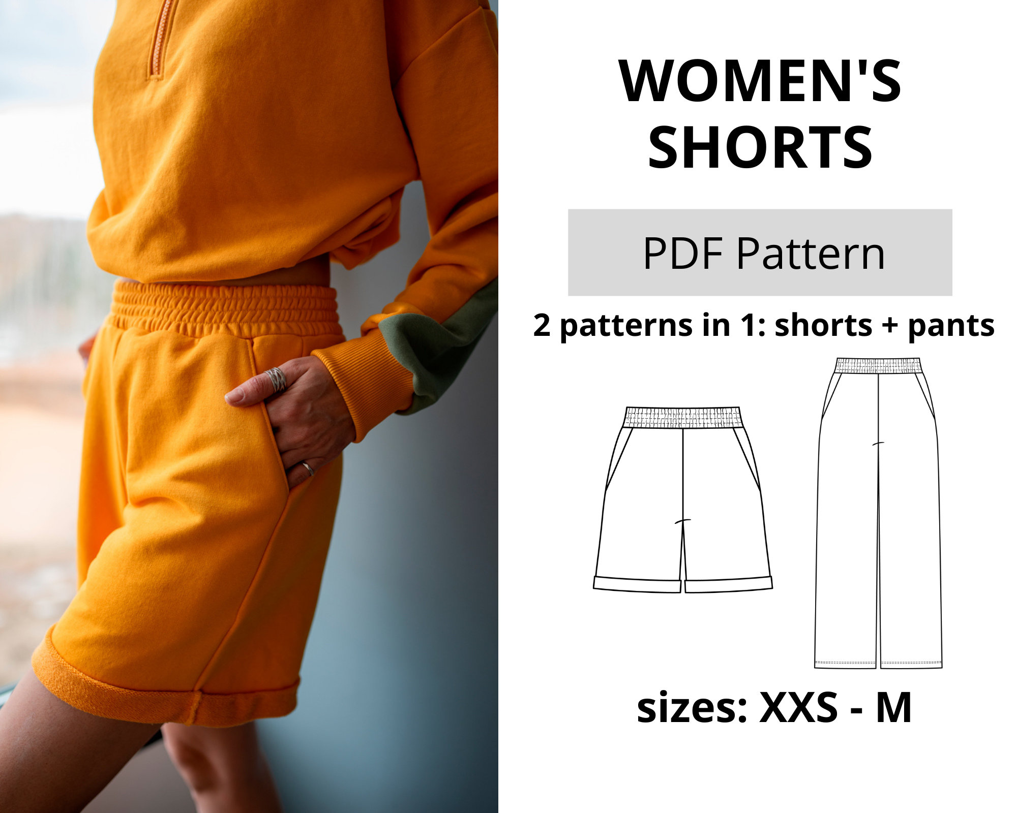 Women's shorts pants Sewing Pattern PDF and Sewing | Etsy