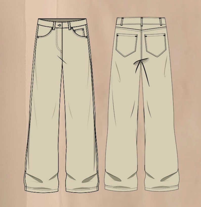 Palazzo Wide Leg Pants Sewing Pattern: Women's Jeans Sizes XXS-3XL (PDF ...
