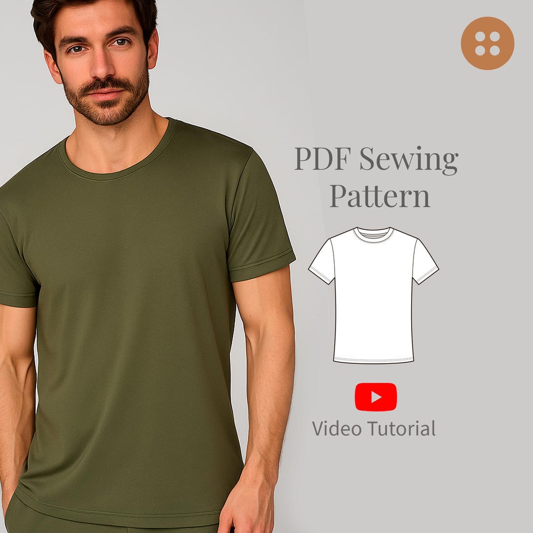 Men's Basic T-shirt Sewing Pattern: Sizes M-3XL (PDF Pattern + Video ...