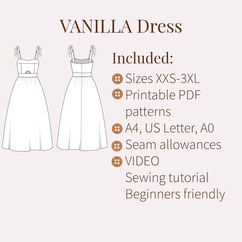 Sundress Sewing Pattern + Video Tutorial: Bow Strap Circle Skirt, XXS ...