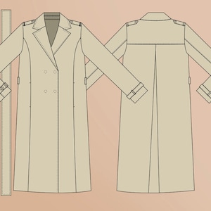 Women Trench Coat PDF Sewing Pattern Sizes M-XL / Summer Coat Pattern ...