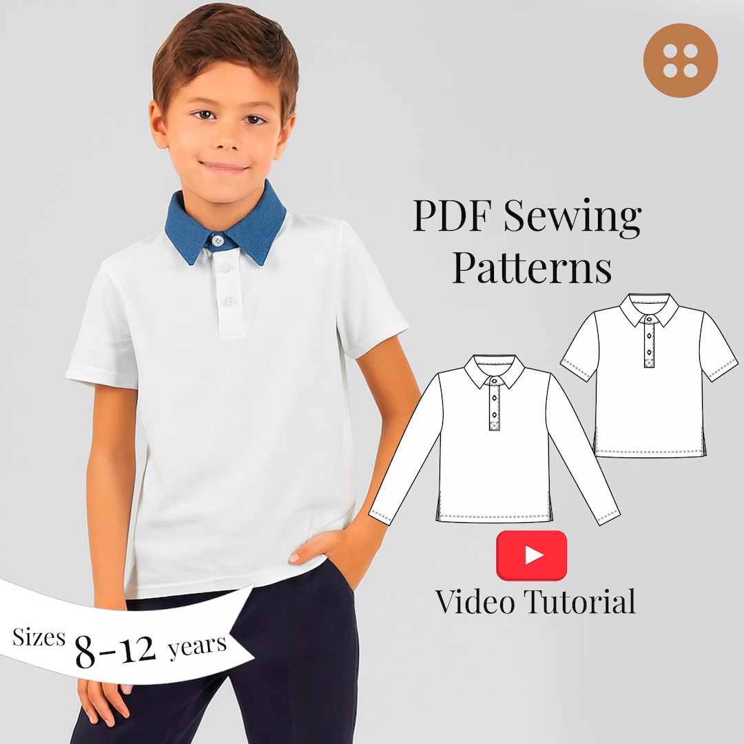 Kids Polo Shirt Sewing Pattern (PDF Pattern + Video Tutorial) - Etsy