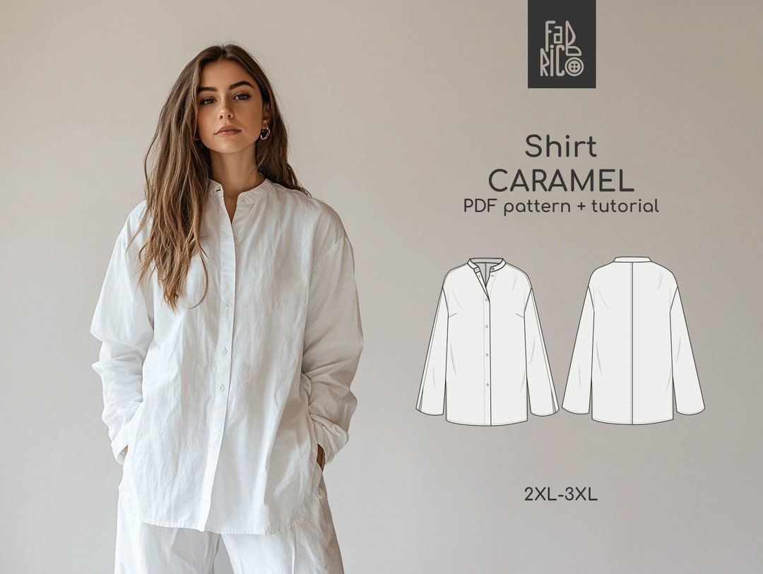 Women's Linen Shirt PDF Sewing Pattern Sizes 2XL-3XL/ EU 46-48/ Linen ...