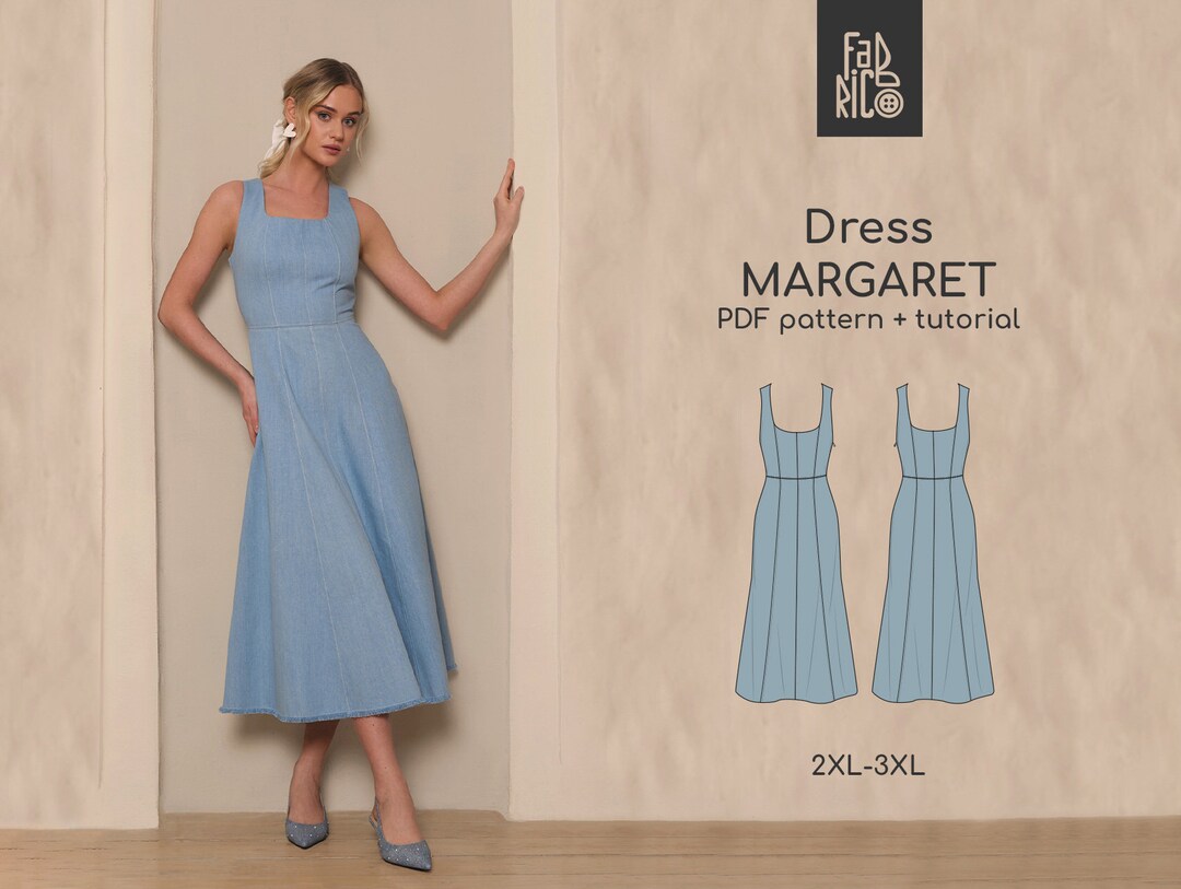 Sundress PDF Sewing Pattern 2XL-3XL Size/ EU 46-48/ Denim Dress Pattern ...