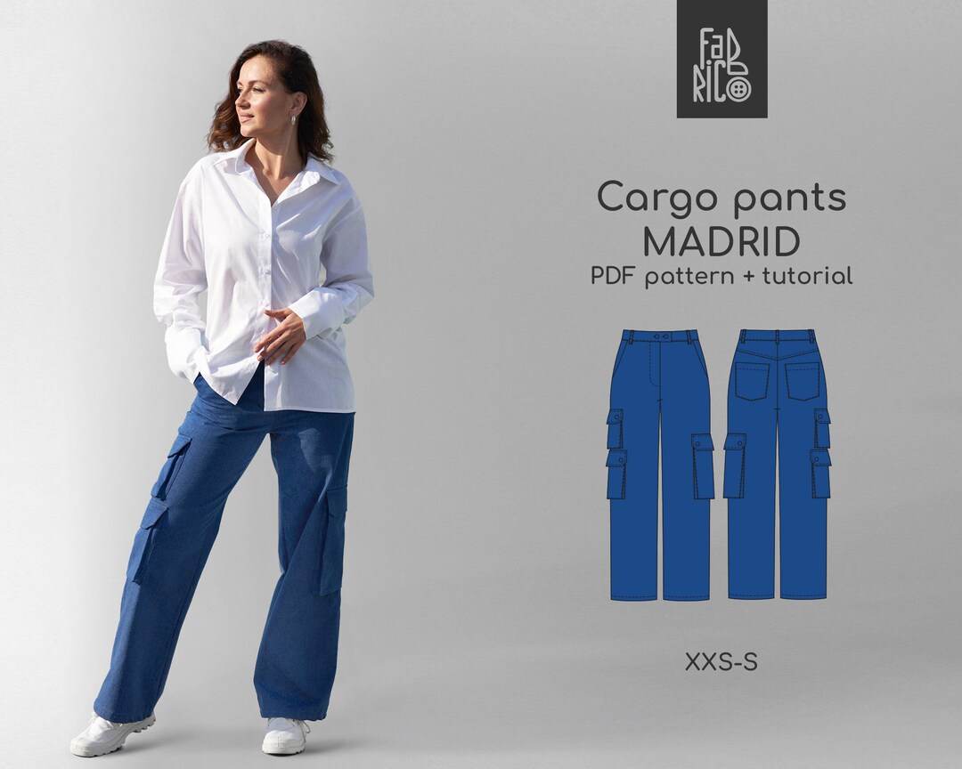 Zippered Cargo Pants Sewing Pattern for Women Sizes XXS-S / Women Wide ...