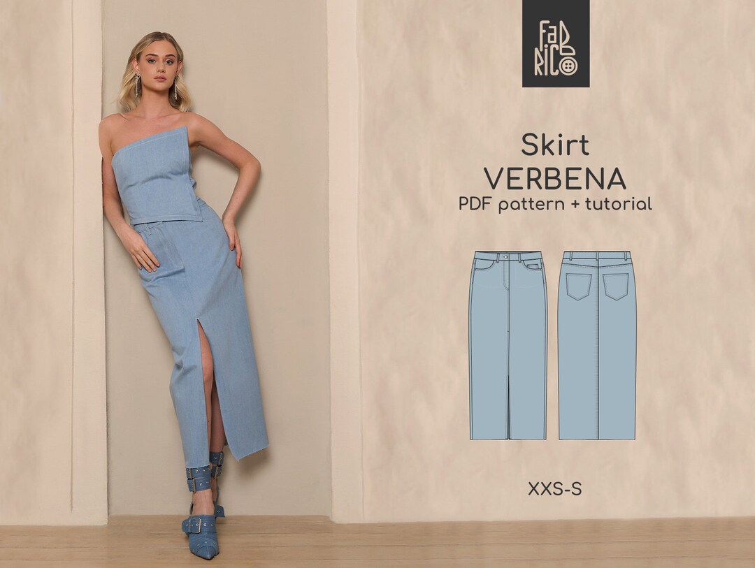 Denim Skirt PDF Sewing Pattern XXS-S Size/ EU 34-38/ Diesel Denim Skirt ...