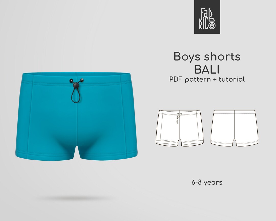 Boys Shorts Sewing Pattern, Junior Boy Swimming Trunks PATTERN PDF ...