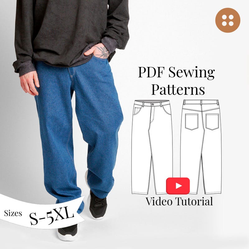 Denim jeans pattern for men - Etsy Nederland