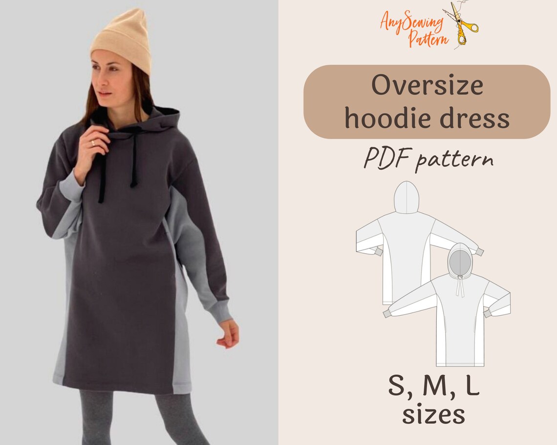 Hoodie Oversized Dress Woman Dress Sewing Pattern PDF and - Etsy