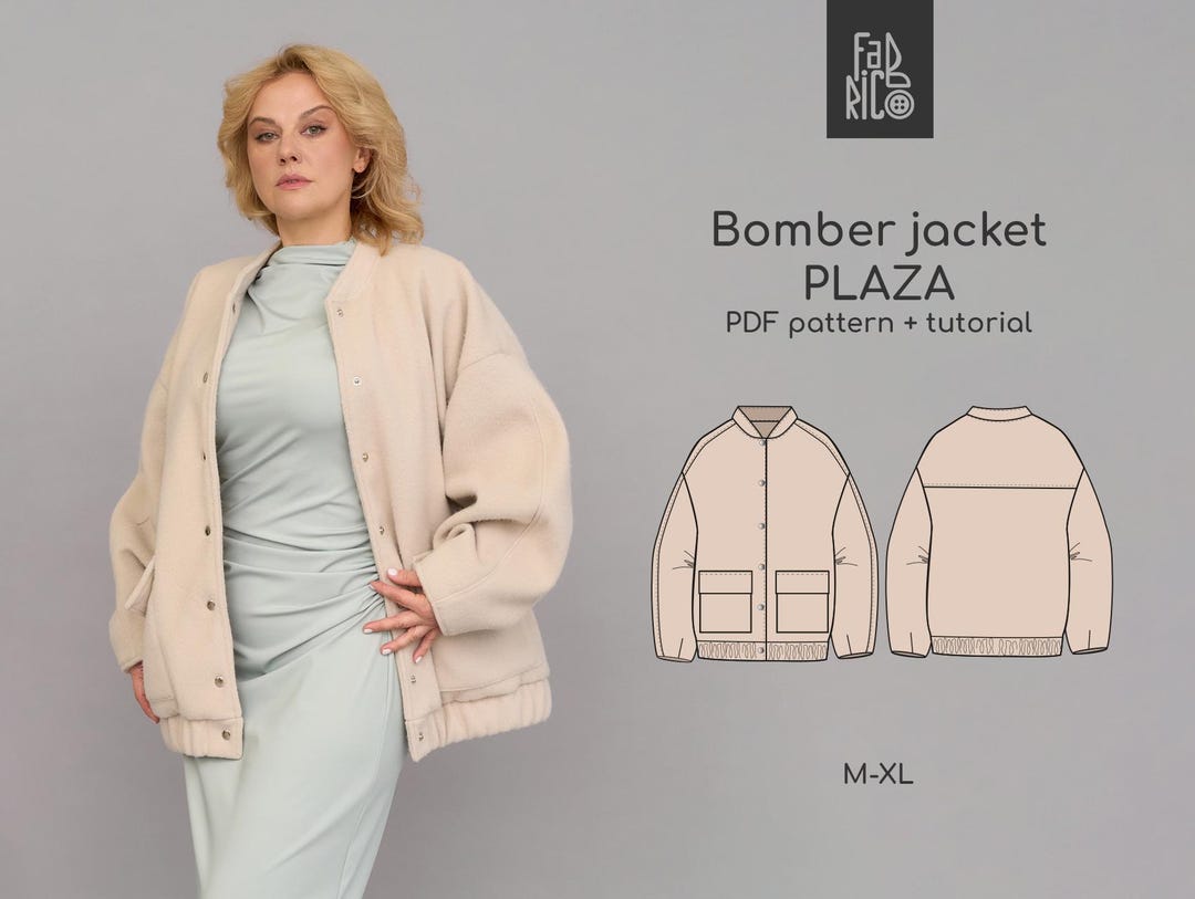 Bomber Jacket Sewing Pattern Sizes M-XL / Women's Jacket Pattern/ Coat ...