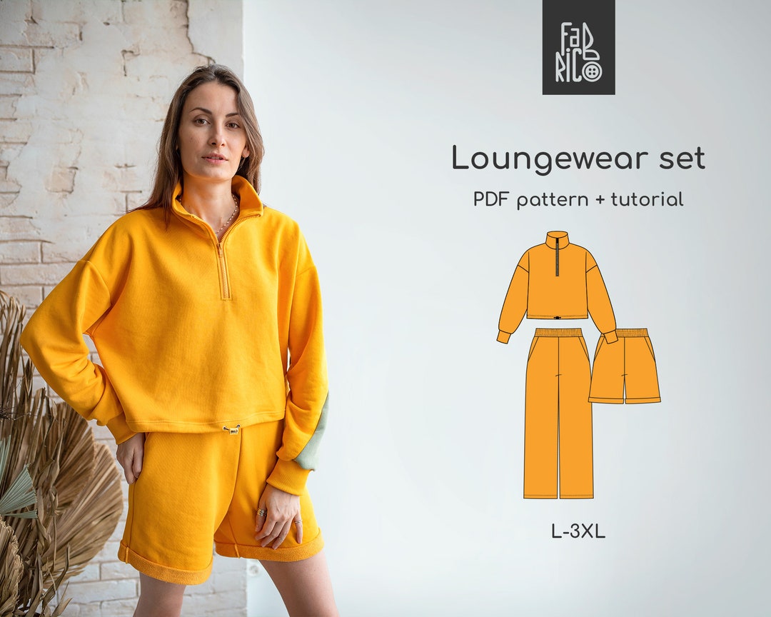 Woman Loungewear Set Sewing Pattern Sizes L-3XL/ Shorts + Pants ...