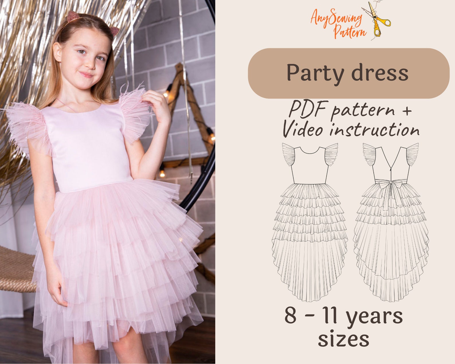 Pretty Girls Dress Pattern Prom Girl Tulle Dress Pattern - Etsy