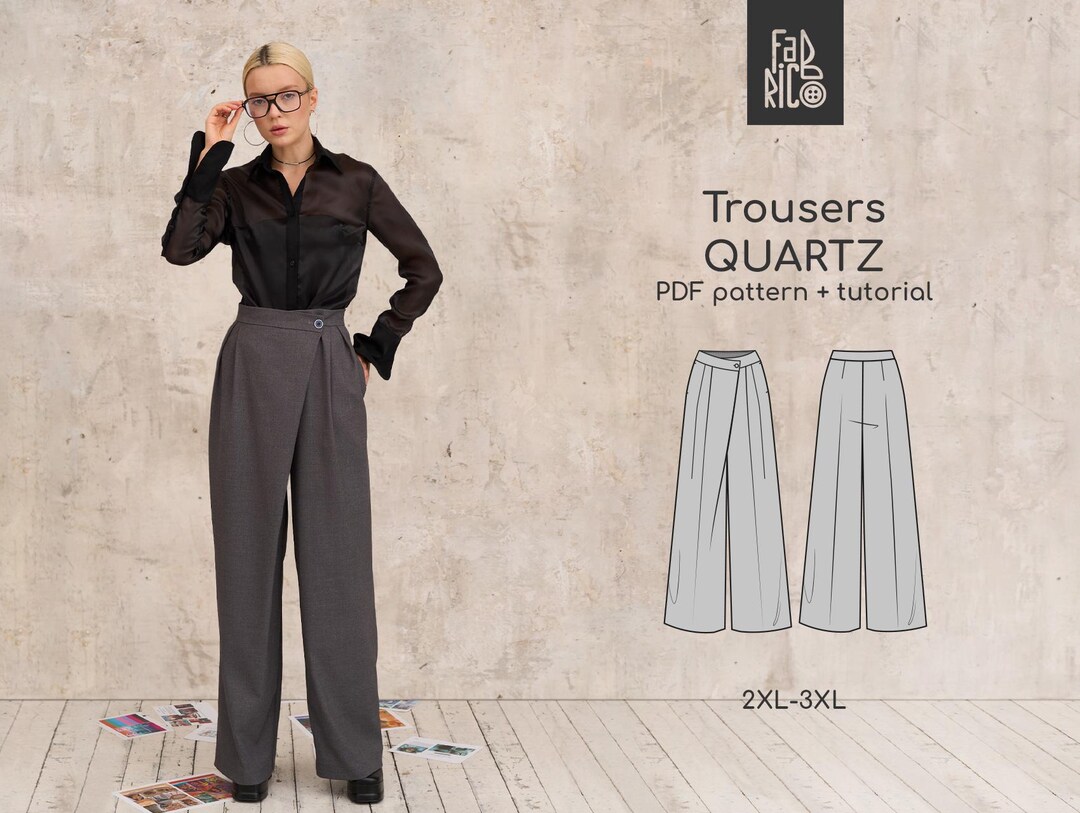 Wide Legs Women Pants PDF Sewing Pattern Sizes 2XL-3XL / Height Waist ...