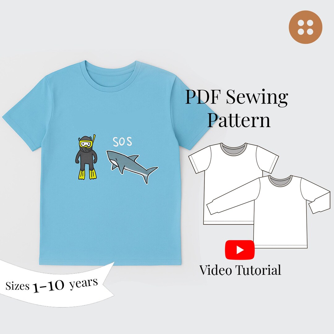 Kids T-shirt PDF Sewing Pattern for Kids 1-10 Years/ Boys and Girls T ...