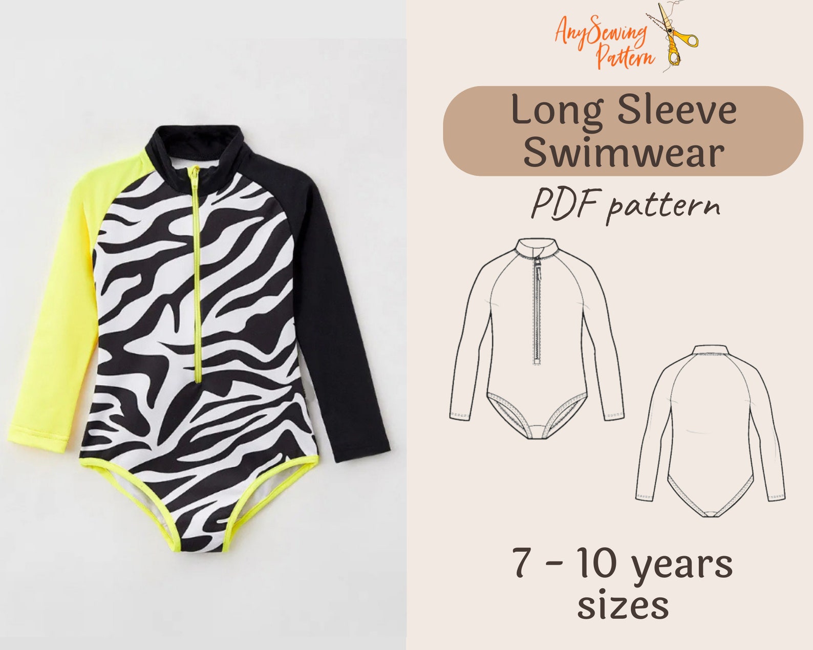 Pattern Girls Swimsuit One-piece Girl Sport Swimwear Pattern | Etsy