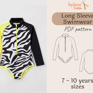 Pattern Girls Swimsuit One-piece Girl Sport Swimwear Pattern | Etsy