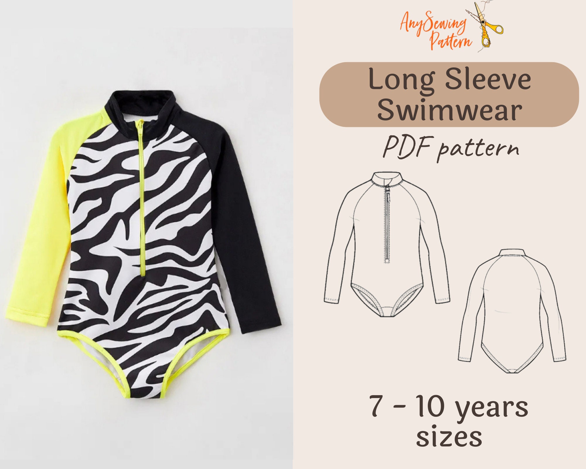 Pattern Girls Swimsuit One-piece Girl Sport Swimwear Pattern | Etsy