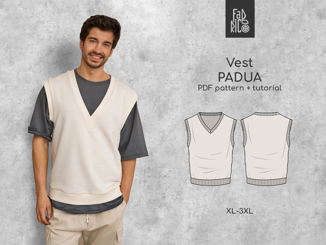 Men's Basic Vest PDF Sewing Pattern Sizes XL-3XL/ EU 46-50 / Knit ...