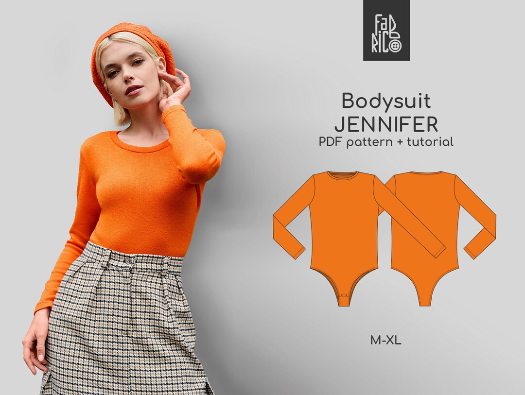 Women's Bodysuit Sewing Pattern Sizes M-XL/ Long Sleeves Bodysuit ...